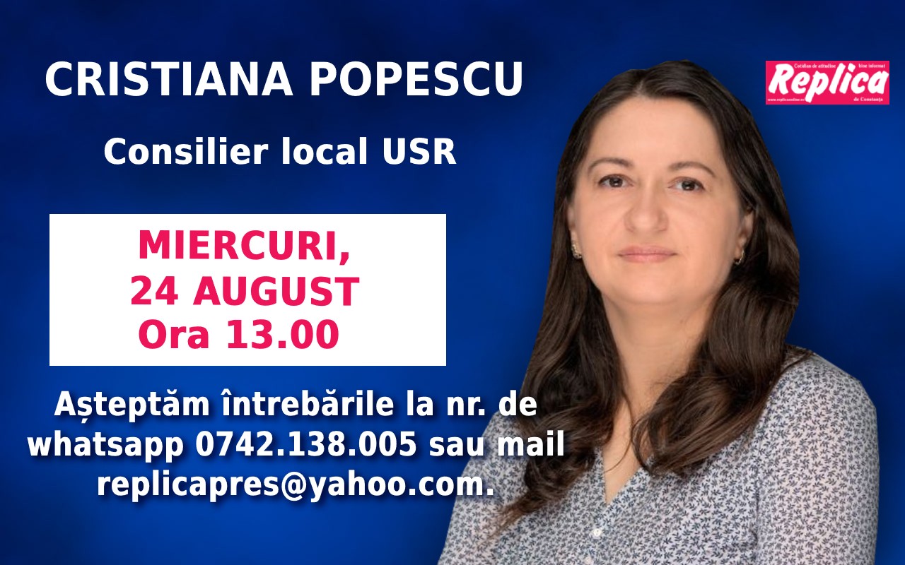 Miercuri, 24 august, interviu LIVE, începând cu ora 13.00, cu Cristiana ...