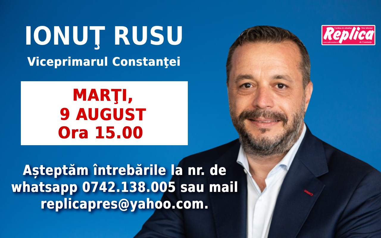 Marţi, 9 august, interviu LIVE, începând cu ora 15.00, cu Ionuţ Rusu ...