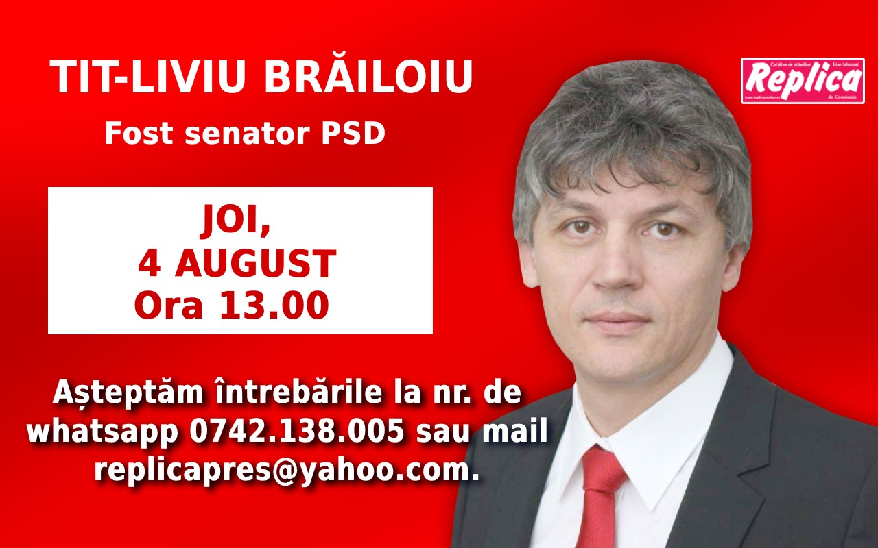 Joi, 4 august, interviu LIVE, începând cu ora 13.00, cu Tit Liviu ...