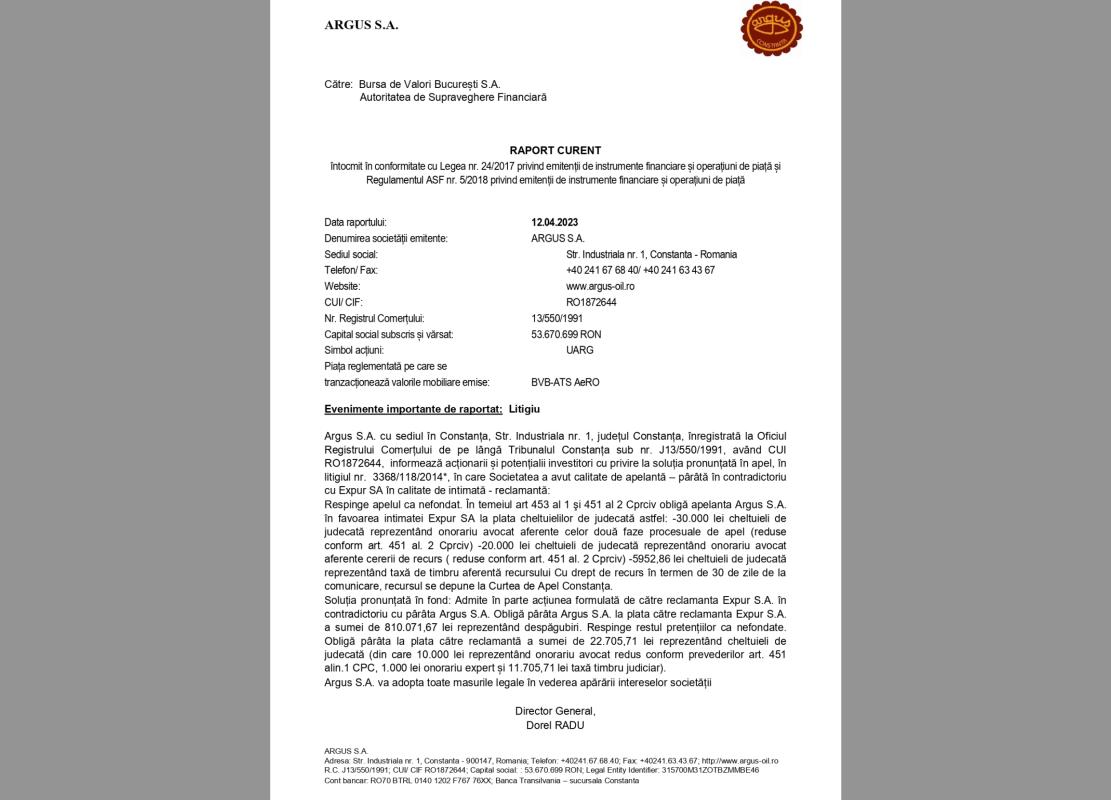 Argus SA, obligată să plătească despăgubiri unor francezi. Despre ce ...