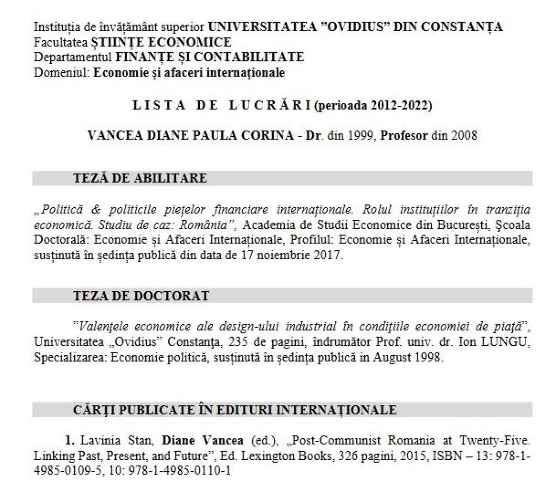 Diane Vancea, președintele Senatului Universității Ovidius, câștigă mai ...