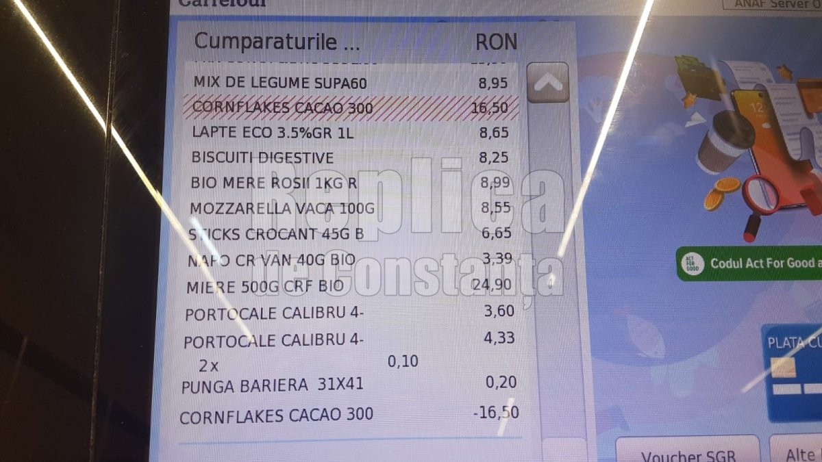 La magazinele Carrefour, din Constanța, un preț la raft, altul la casă ...