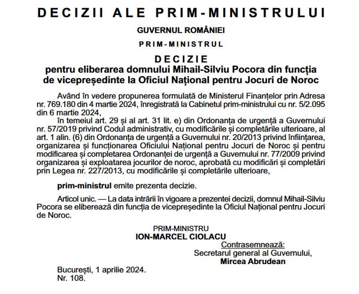 Silviu Pocora a fost înlocuit de la Oficiul Jocurilor de Noroc cu un ...