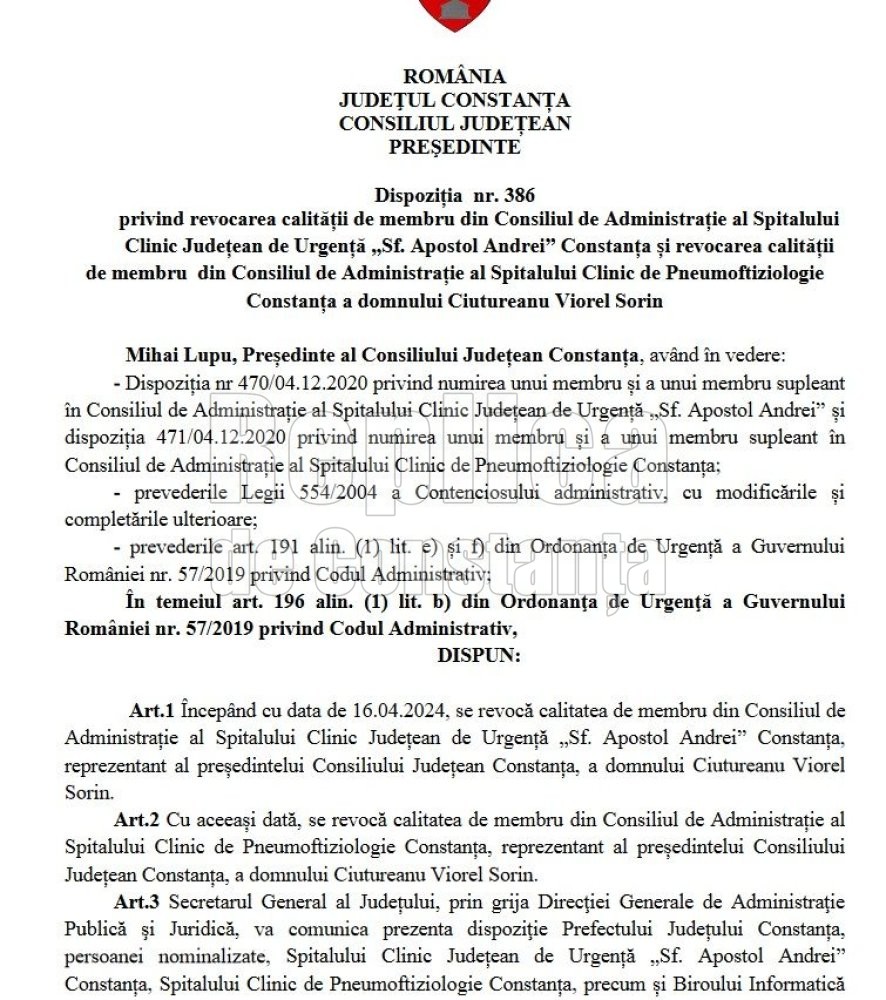 Sorin Ciutureanu a fost demis din Consiliul de Administrație al ...