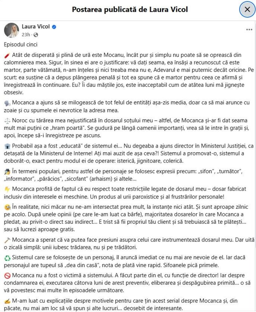 În timp ce păgubiții NORDIS au rămas cu buza umflată, Laura Vicol își umflă gușa pe Facebook ...