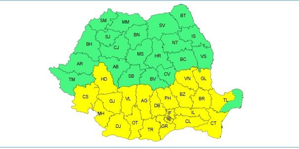 Constanța între cele 22 de județe supuse avertizării de cod galben de ...