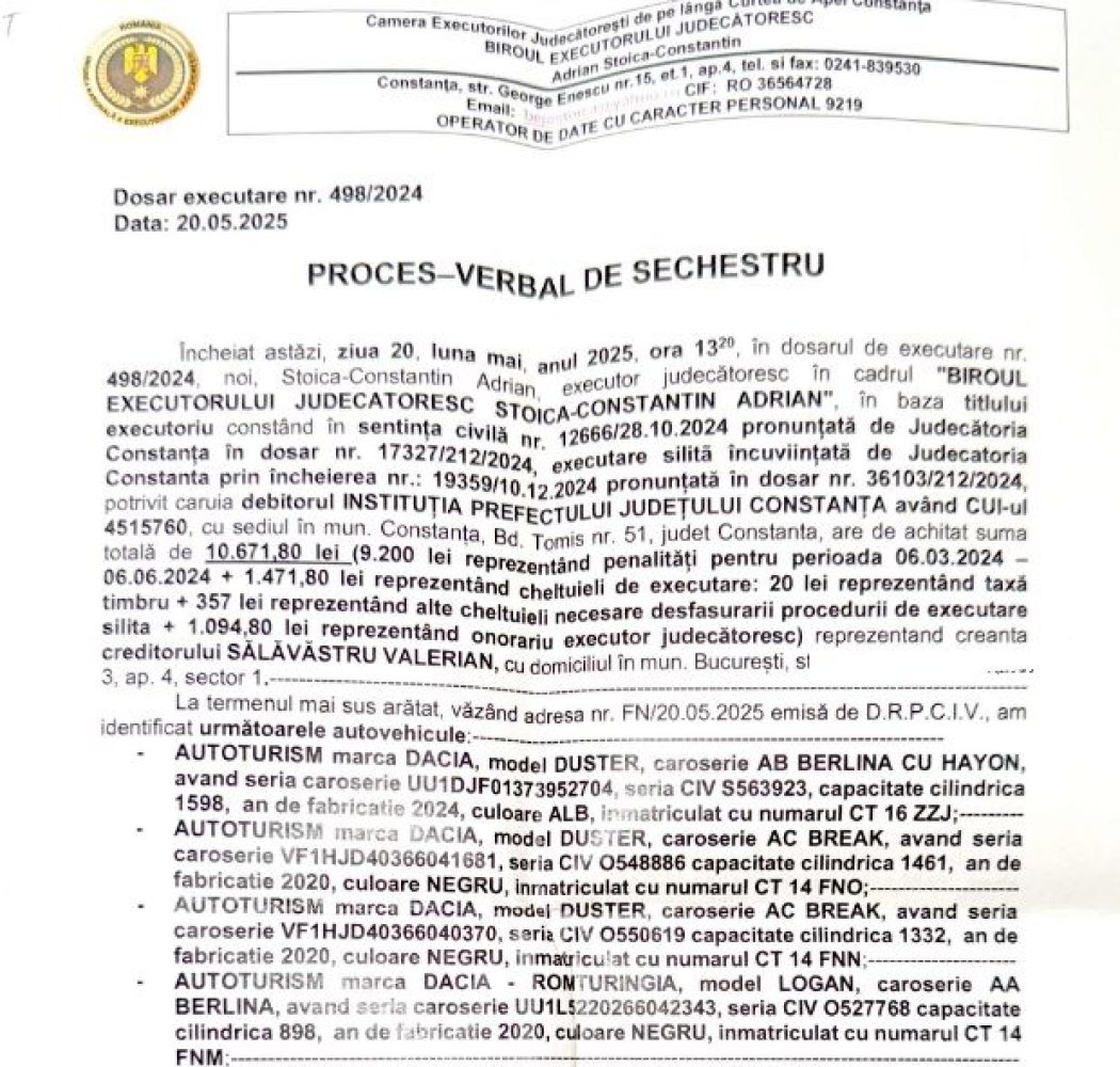 S-a pus sau nu sechestru pe mașinile Prefecturii! Vezi ce zice ...