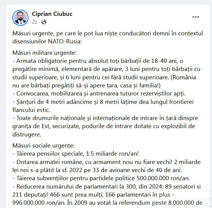 Deputatul Ciubuc, de la AUR, se laudă că știe strategie militară, dar ...