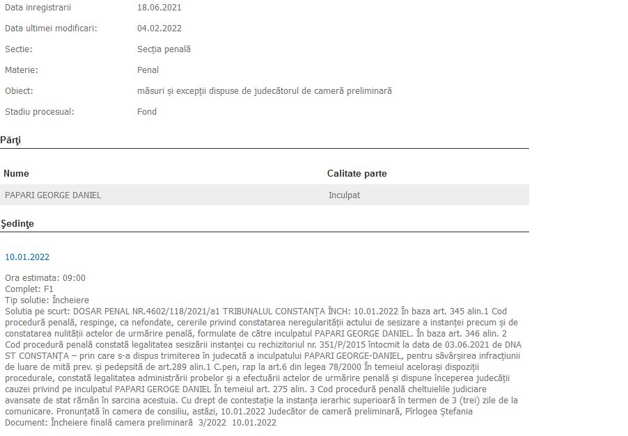 George Papari a contestat trimiterea în judecată pentru luare de mită ...